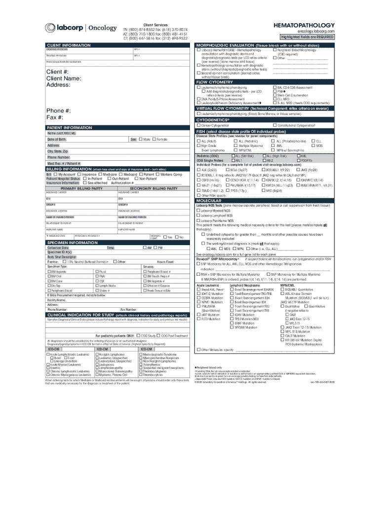 Fillable Online Hematopathology Order Form Fax Email Print - pdfFiller