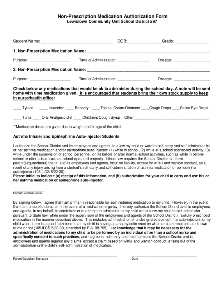 Fillable Online Non-prescription Medication Authorization Form Fax Email Print - pdfFiller