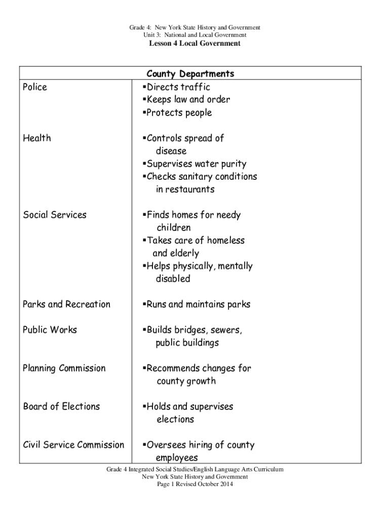 Fillable Online Unit 3: National and Local Government - Lesson 4 Local Government Fax Email ...