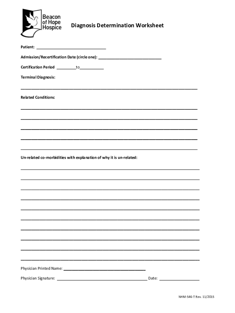 Fillable Online Diagnosis Determination Worksheet Fax Email Print ...