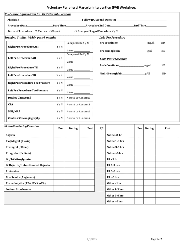 Fillable Online Voluntary Peripheral Vascular Intervention (pvi ...