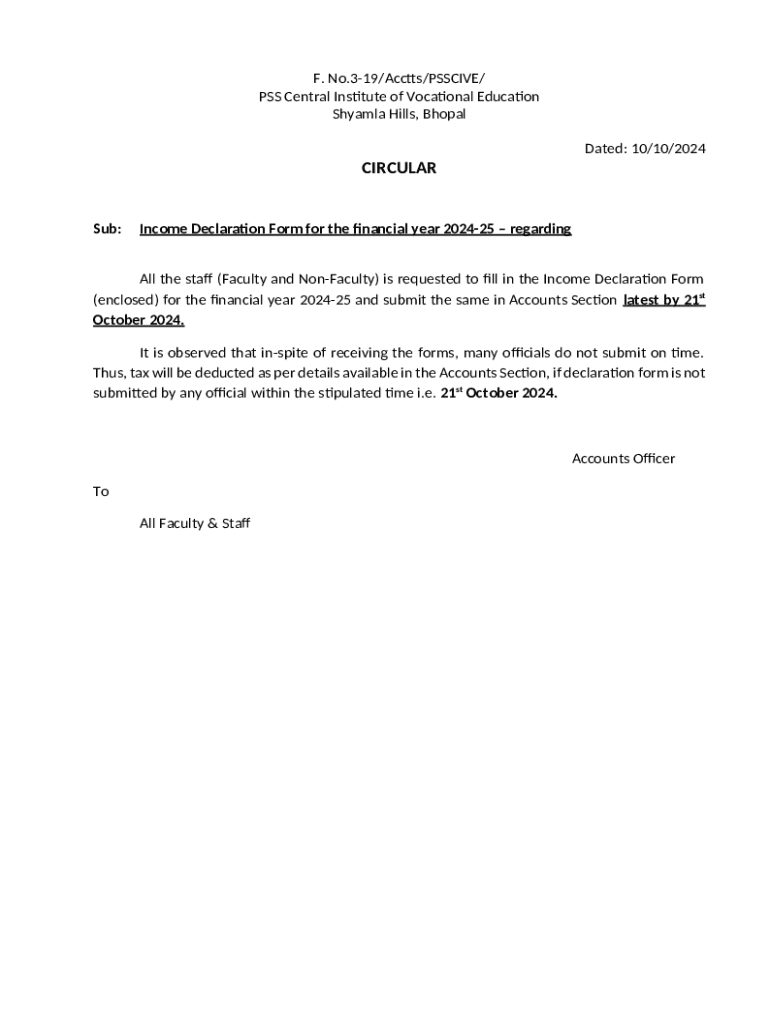 Fillable Online Income Declaration Form for Financial Year 2024-25 Fax ...