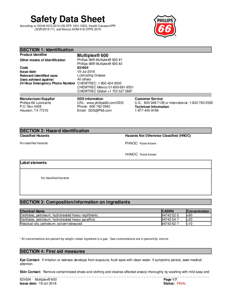 Fillable Online Safety Data Sheet for Multiplex® 600 Fax Email Print - pdfFiller