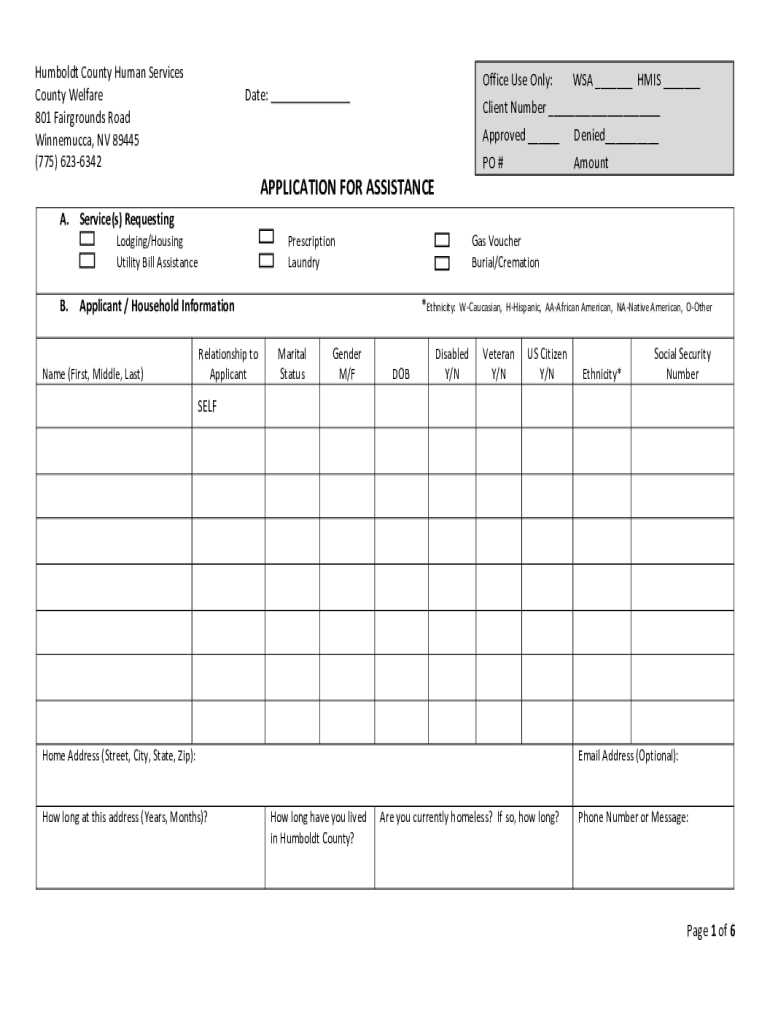Fillable Online Application for Assistance for Housing and Utility ...