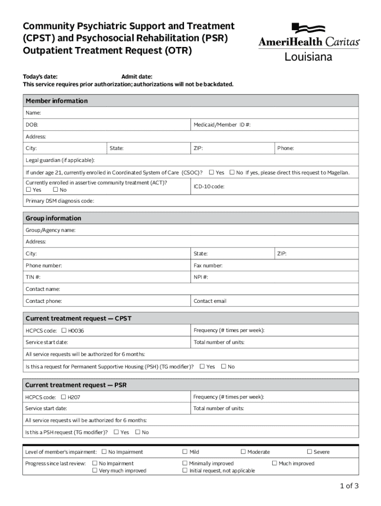 Fillable Online Community Psychiatric Support and Treatment (cpst) and ...
