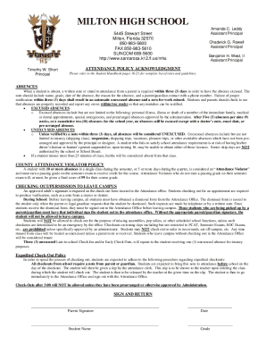 Fillable Online Attendance Policy Acknowledgment Form Fax Email Print ...