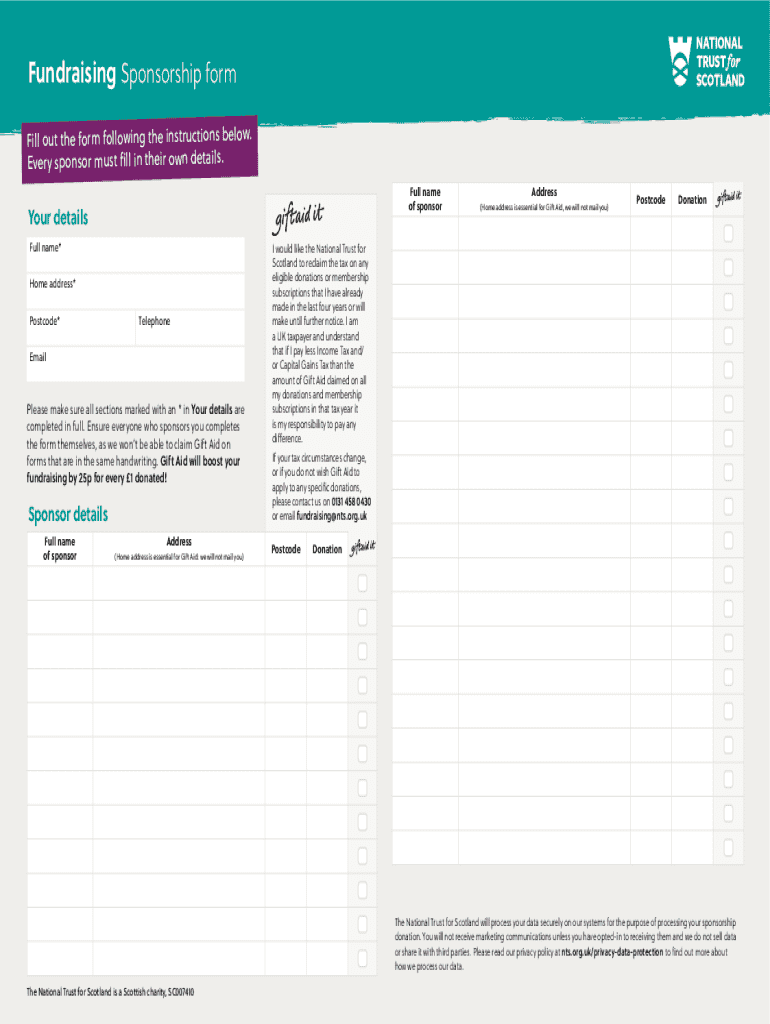 Fillable Online Fundraising Sponsorship Form Fax Email Print - pdfFiller