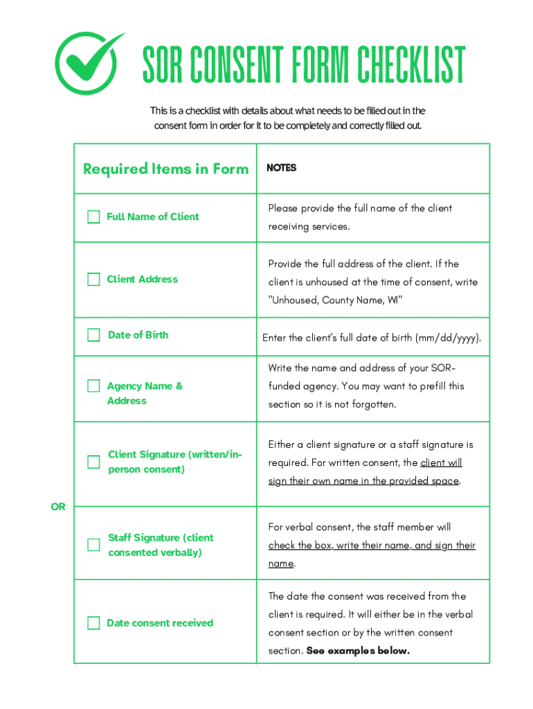 Fillable Online Sor Consent Form Checklist Fax Email Print - pdfFiller