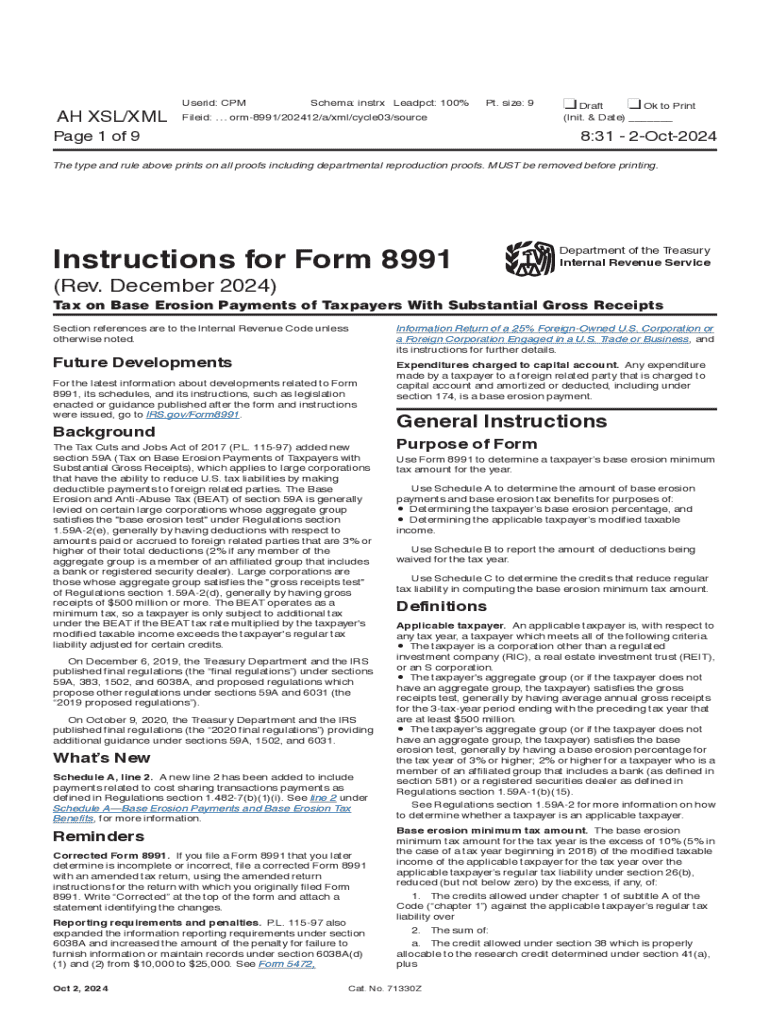 Fillable Online Instructions for Form 8991 Fax Email Print - pdfFiller