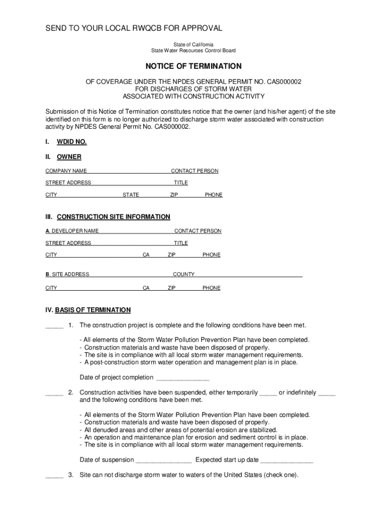 Fillable Online Storm Water Pollution Prevention Plan for Interim Source Removal Action Fax ...