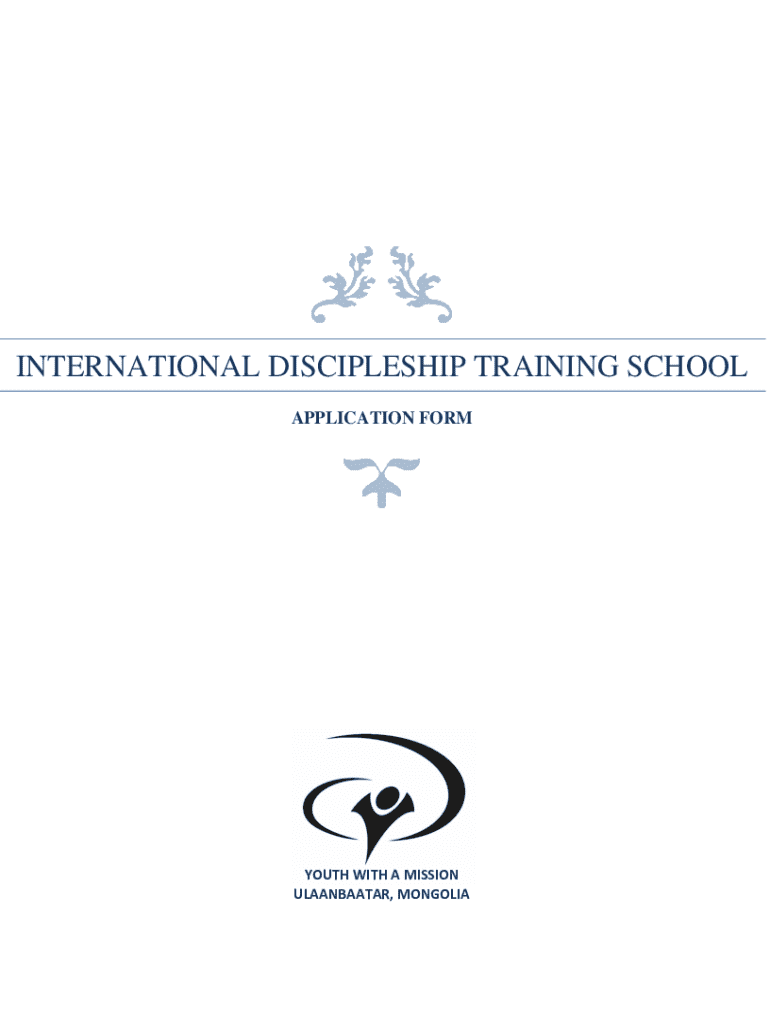 Fillable Online International Discipleship Training School Application ...