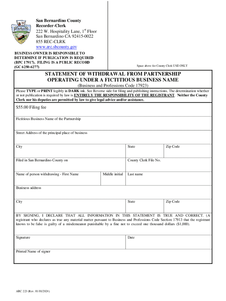 Fillable Online Statement of Withdrawal From Partnership Fax Email ...