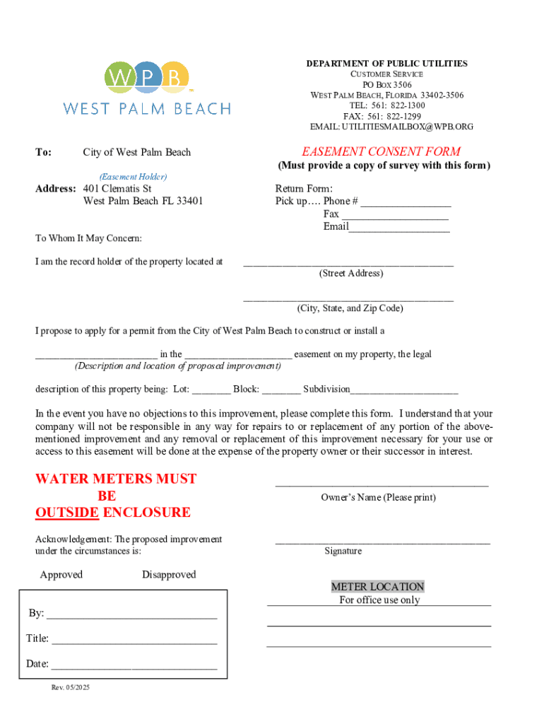 Fillable Online Easement Consent Form for Property Improvement Fax ...