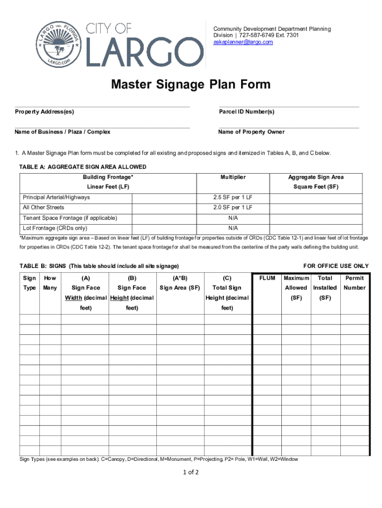 Fillable Online Master Signage Plan Fax Email Print - pdfFiller
