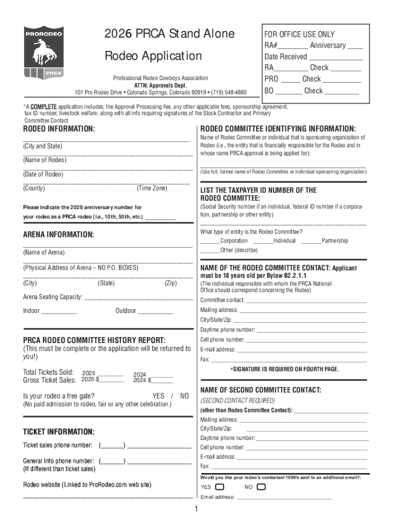 Fillable Online 2026 Prca Rodeo Application Fax Email Print - pdfFiller