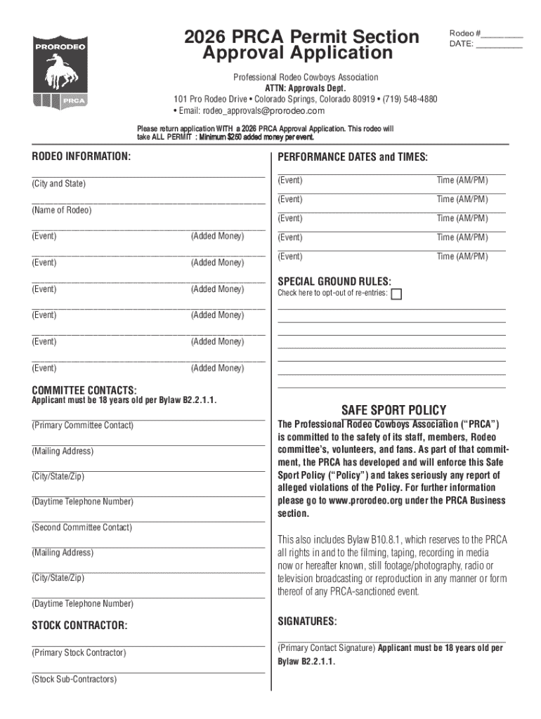 Fillable Online Prca Rodeo Approval Application Fax Email Print - pdfFiller