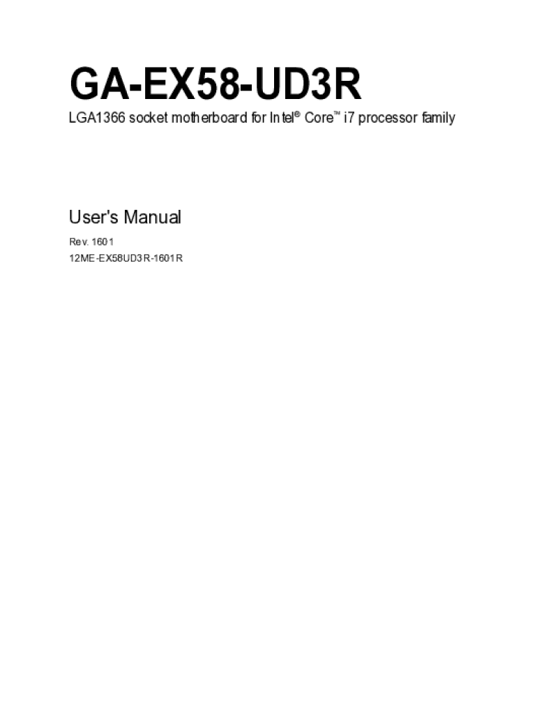 Fillable Online User's Manual for the Ga-ex58-ud3r Motherboard Fax ...