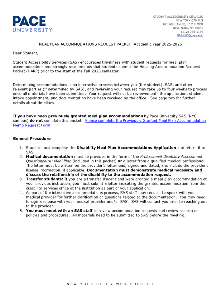 Fillable Online Meal Plan Accommodations Request Fax Email Print - pdfFiller