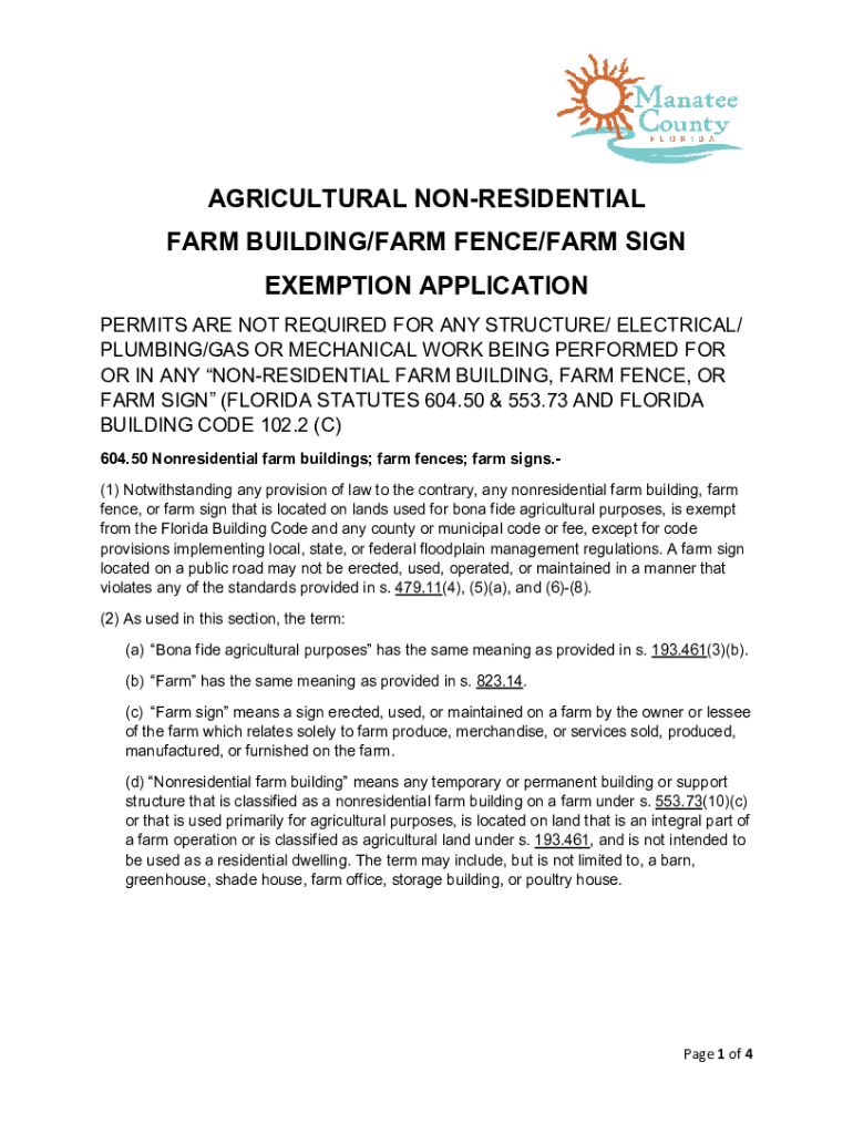 Fillable Online Exemption Application for Non-residential Farm ...