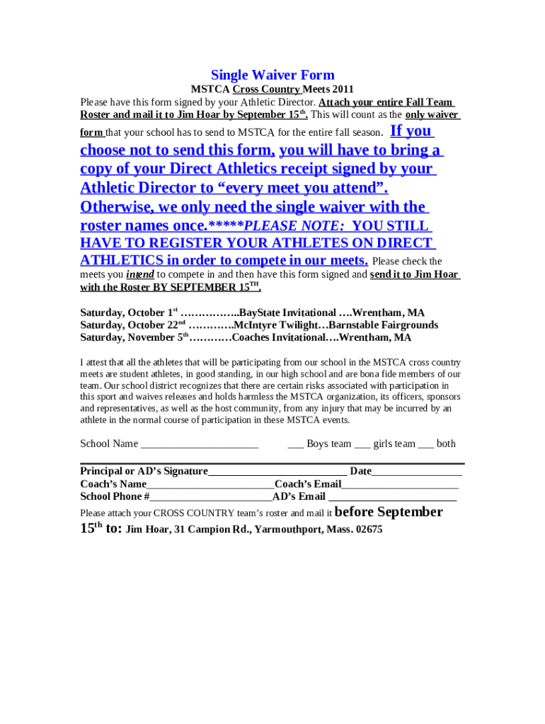 Single Waiver Doc Template | pdfFiller