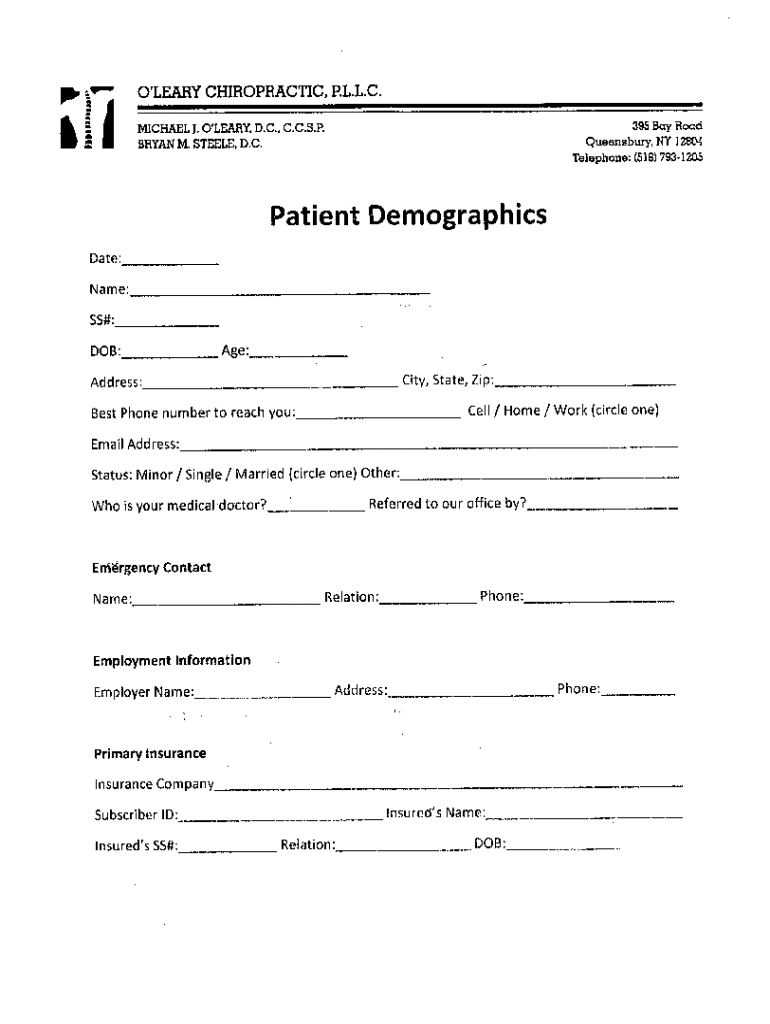 Fillable Online Chiropractic Patient Intake and Authorization Form Fax ...