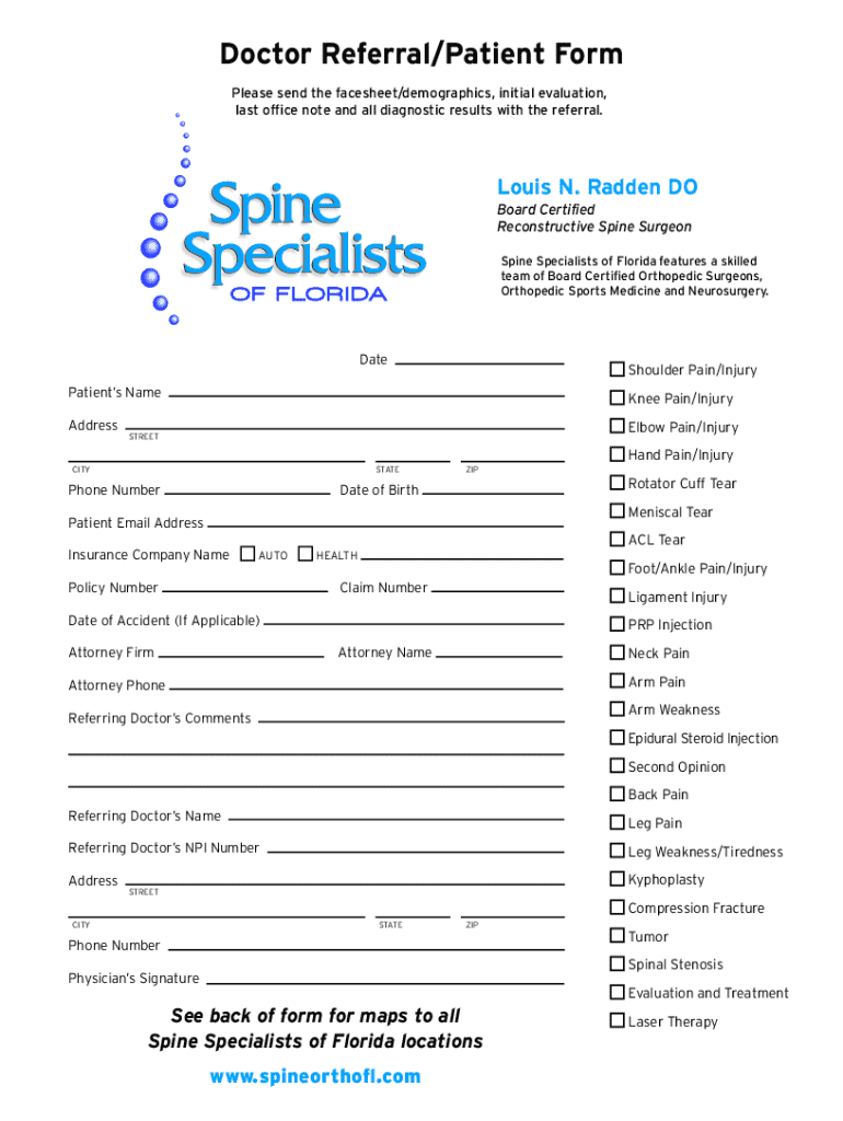 Fillable Online Doctor Referral/patient Form Fax Email Print - pdfFiller