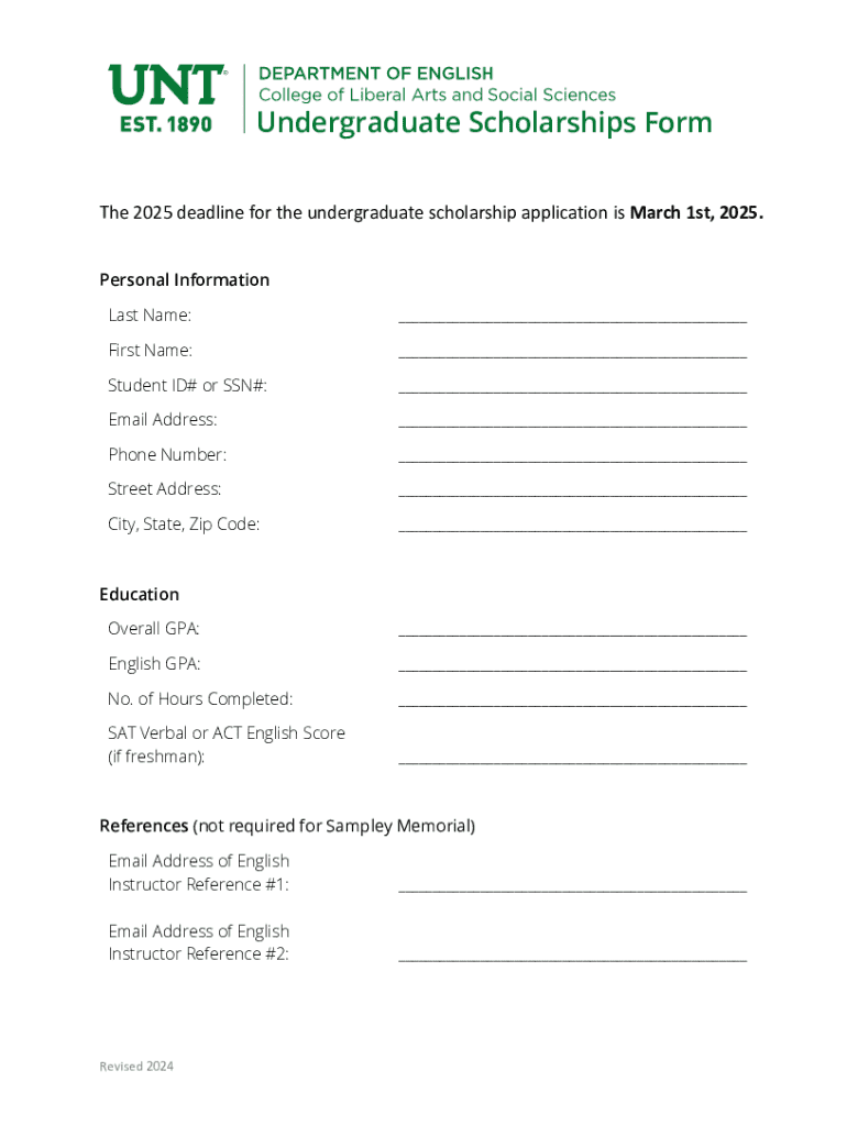 Fillable Online Undergraduate Scholarship Application Fax Email Print - pdfFiller