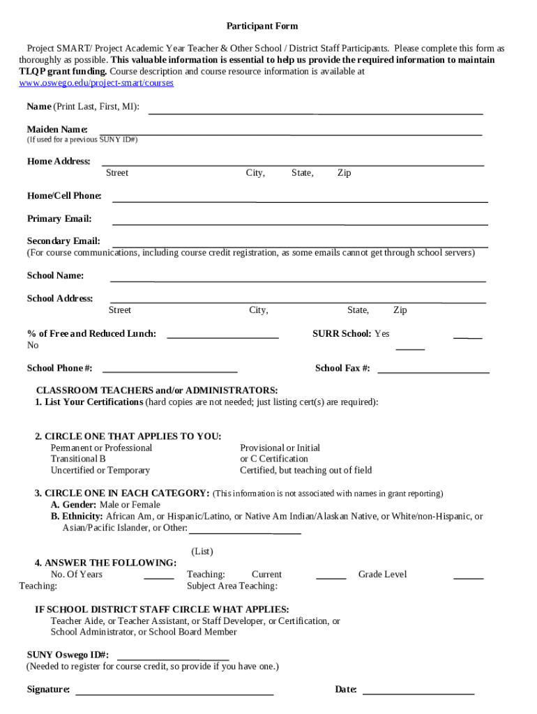 Participant Doc Template | pdfFiller