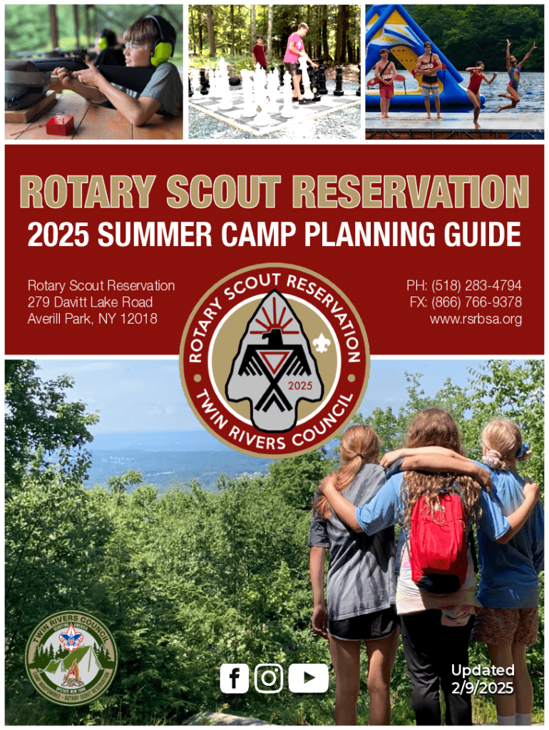 Fillable Online Rotary Scout Reservation 2025 Summer Camp Planning ...