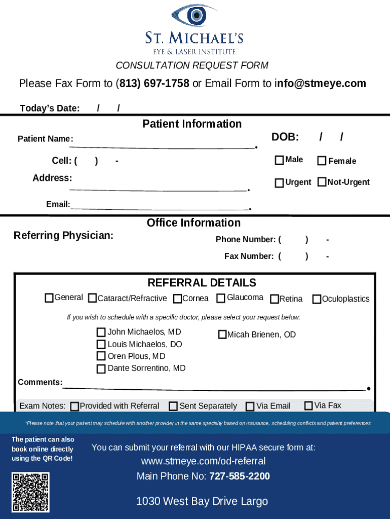 Fillable Online Consultation Request Form Fax Email Print - pdfFiller