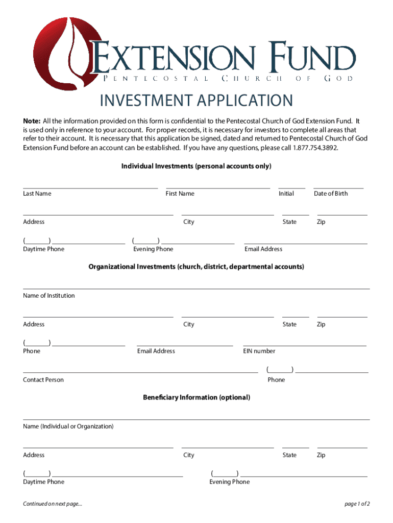 Fillable Online Investment Application Fax Email Print - pdfFiller
