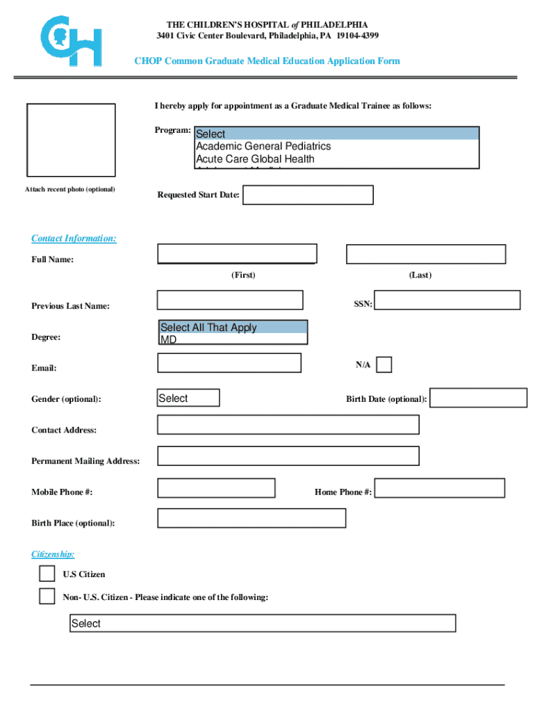 Fillable Online Graduate Medical Education Application Form Fax Email Print - pdfFiller