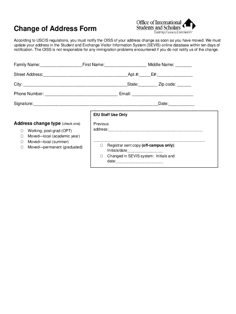 Fillable Online Change of Address Notification Fax Email Print - pdfFiller
