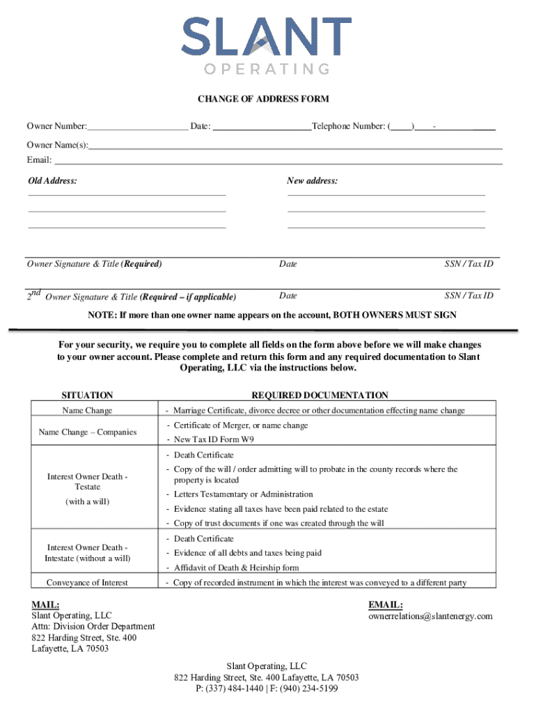 Fillable Online Change of Address Form Fax Email Print - pdfFiller