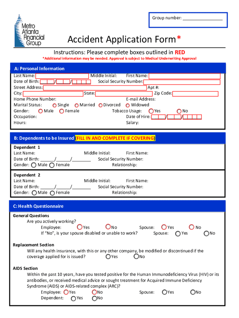 Fillable Online Accident Application Form Fax Email Print - pdfFiller