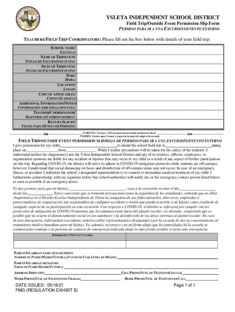 Rellenable en línea Permiso Para Ir a Una Excursión/eventos Externos Fax Email Imprimir - pdfFiller