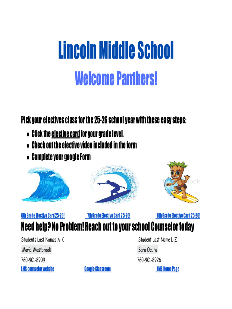 Fillable Online Electives Class Selection for 25-26 School Year Fax ...