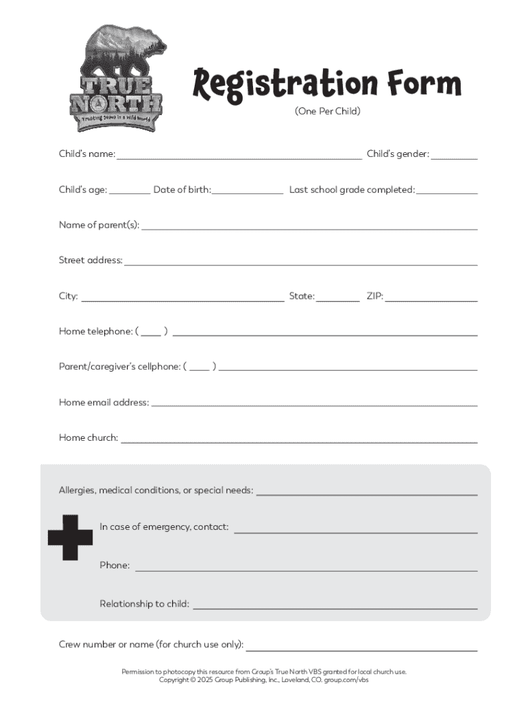 Fillable Online Child Registration Form Fax Email Print - pdfFiller