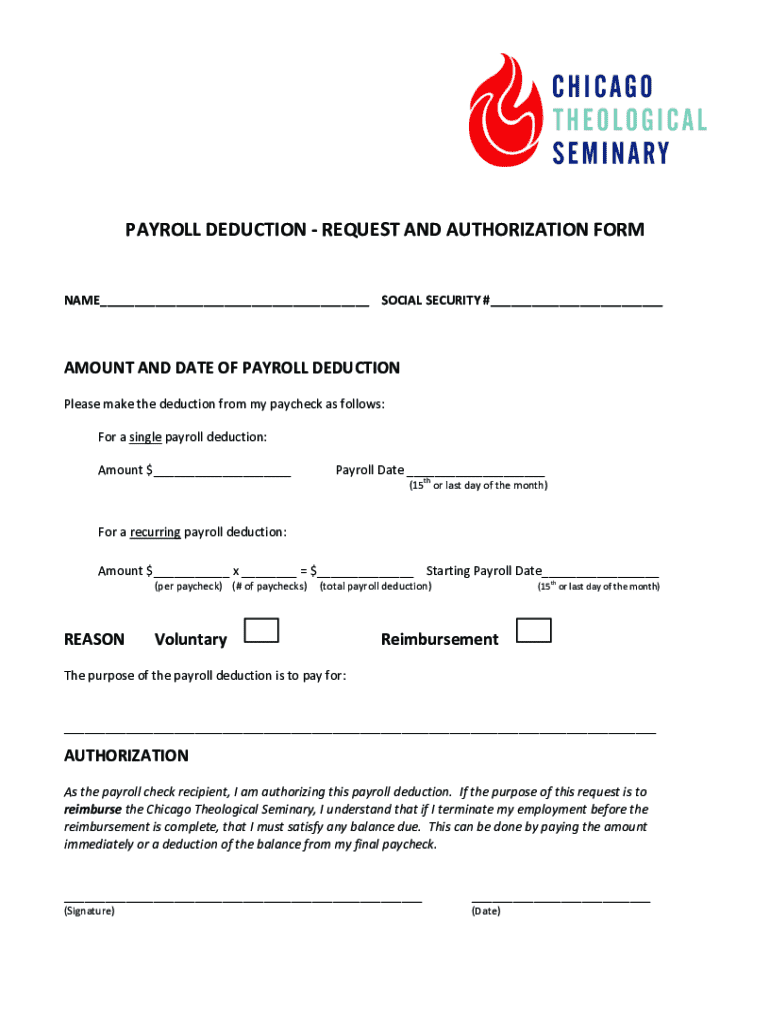 Fillable Online Payroll Deduction Request and Authorization Fax Email ...