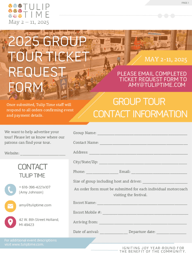 Fillable Online 2025 Group Tour Ticket Request Fax Email Print - pdfFiller