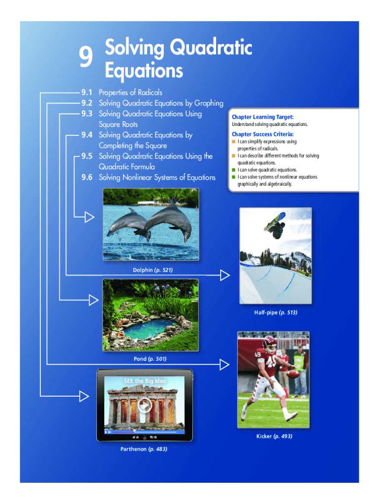Fillable Online Chapter 9: Quadratic Equations and Functions Fax Email ...