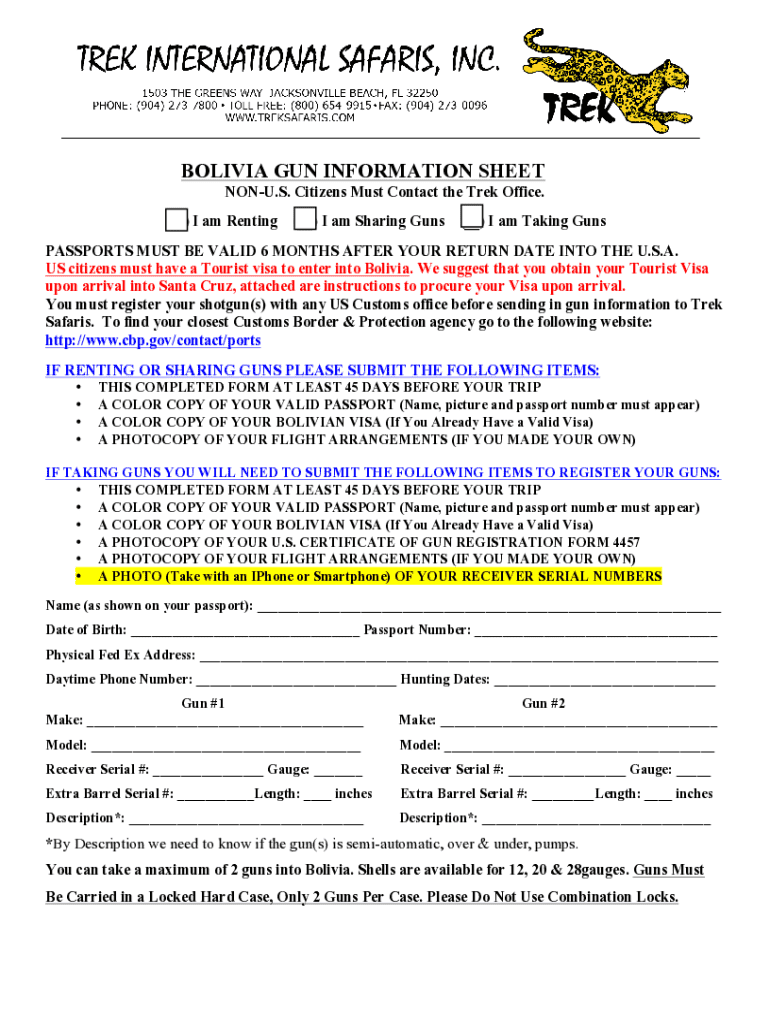 Fillable Online Bolivia Gun Information Fax Email Print - pdfFiller