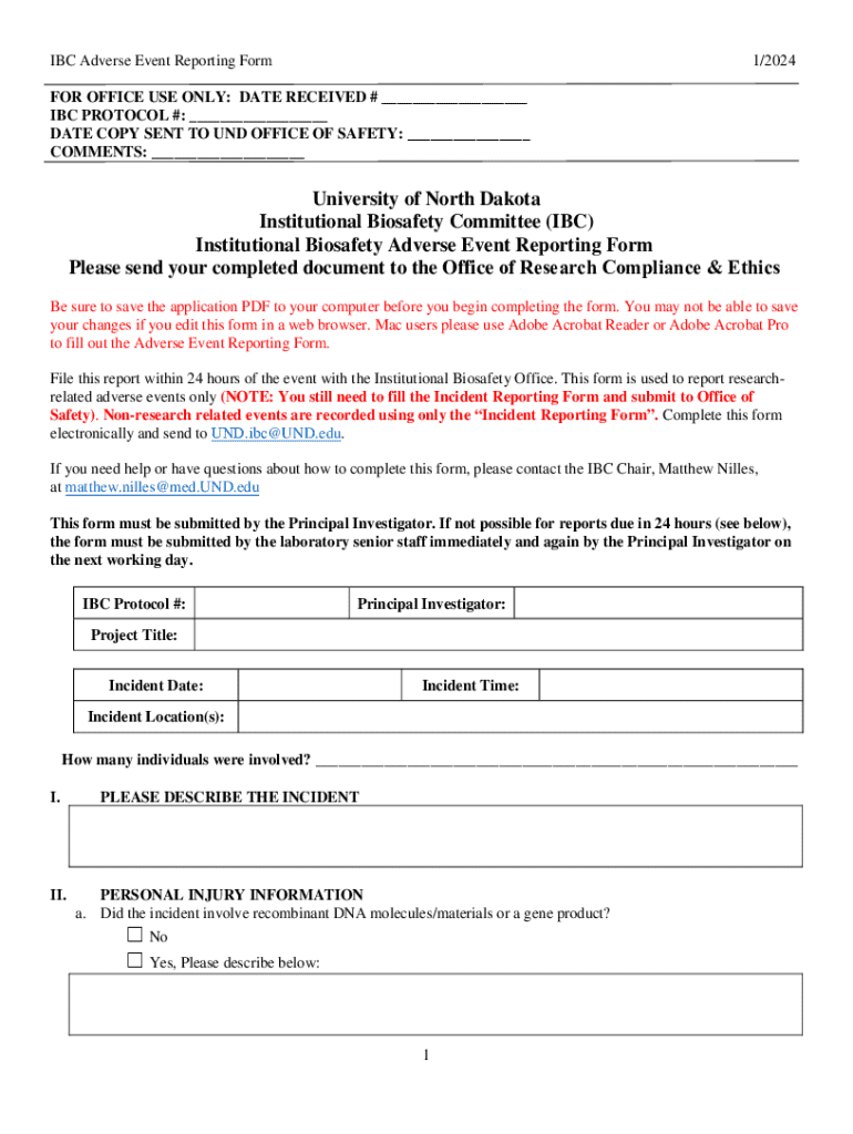 Fillable Online Ibc Adverse Event Reporting Form Fax Email Print - pdfFiller