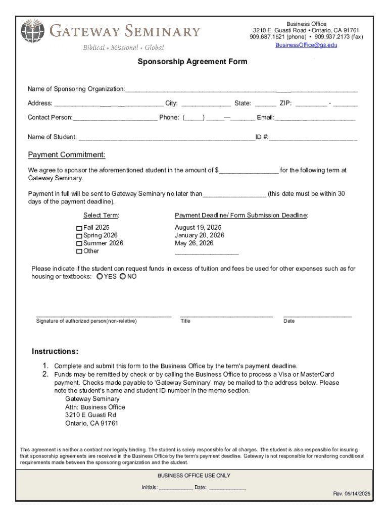 Fillable Online Sponsorship Agreement Fax Email Print - pdfFiller