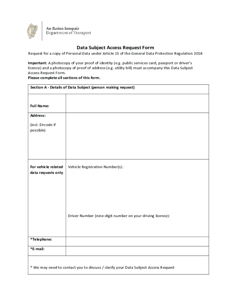 Fillable Online Data Subject Access Request Form Fax Email Print - pdfFiller