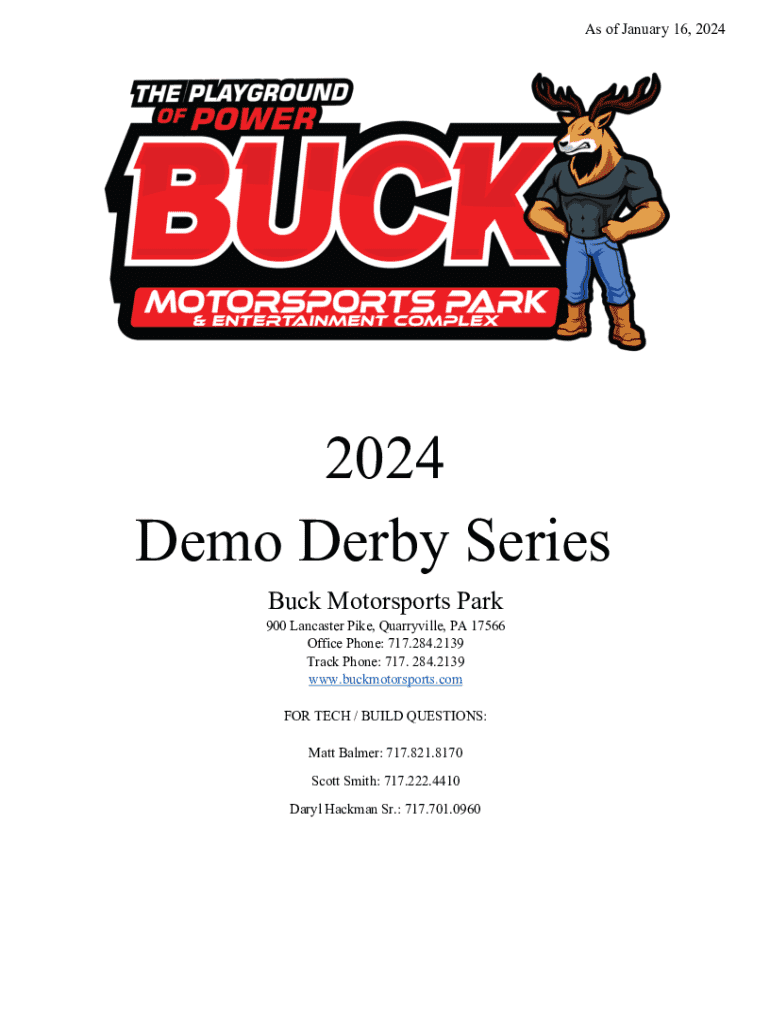 Fillable Online 2024 Demo Derby Series Schedule and Rules Fax Email ...