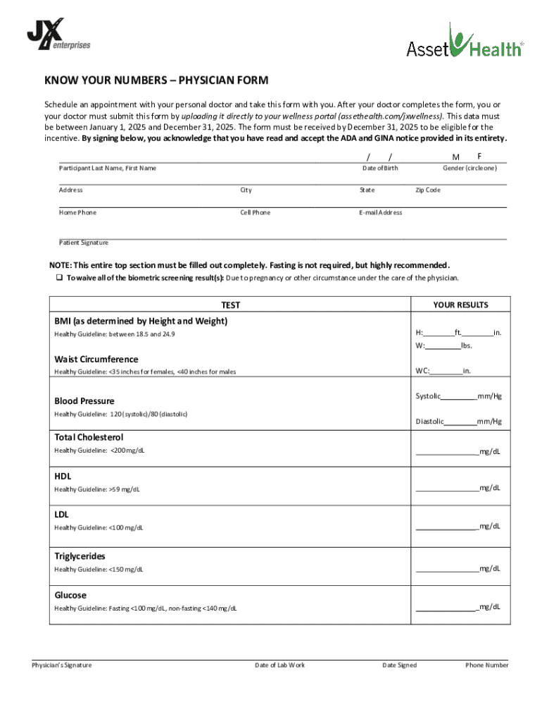 Fillable Online Physician Form for Biometric Screening Fax Email Print - pdfFiller