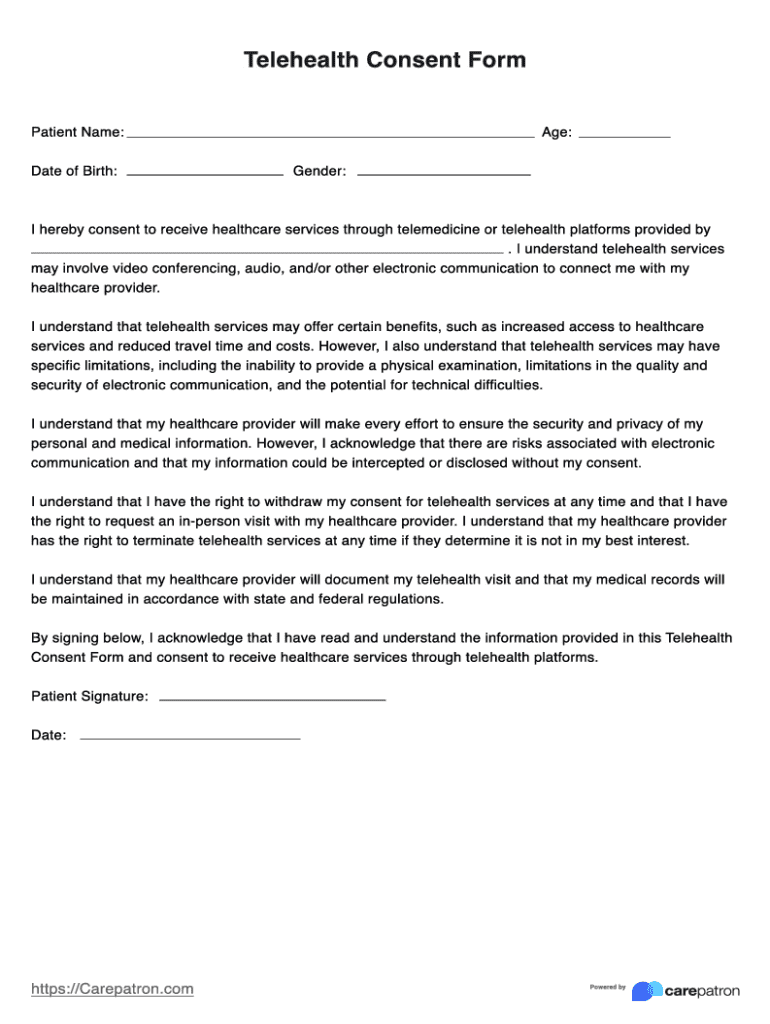 Fillable Online Telehealth Consent Form Fax Email Print - pdfFiller