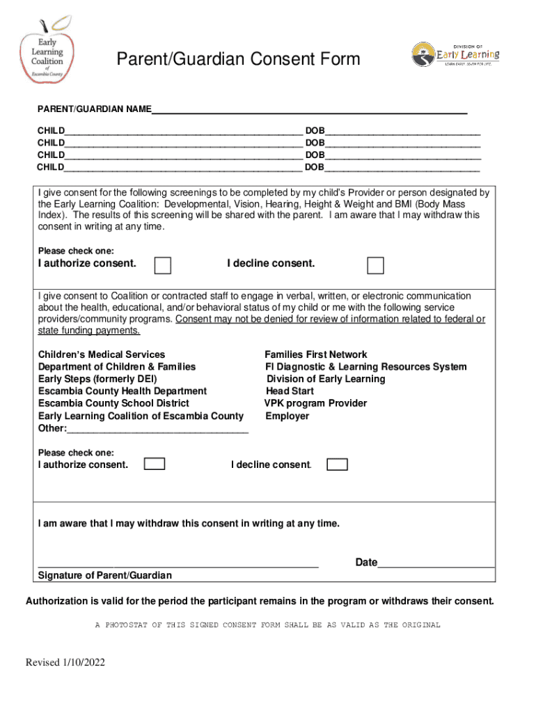 Fillable Online Parent/guardian Consent Form Fax Email Print - pdfFiller