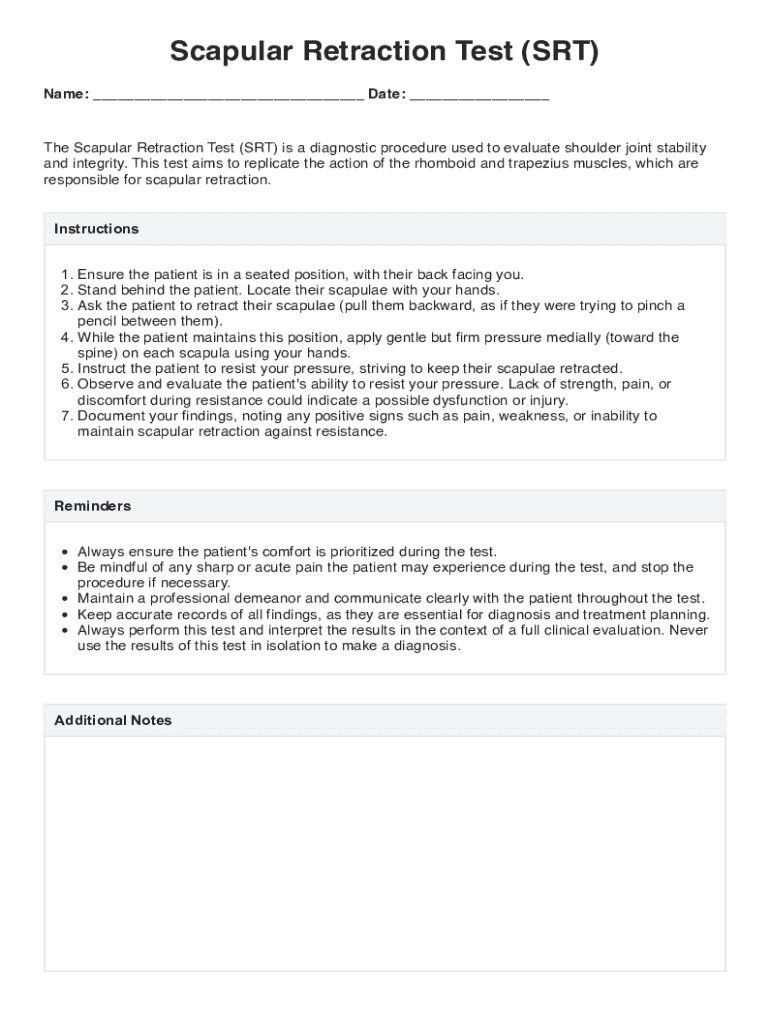 Fillable Online Scapular Retraction Test (srt) Fax Email Print - pdfFiller